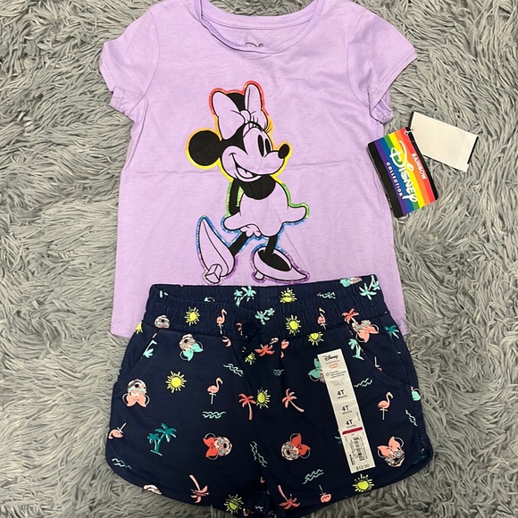 Disney | Matching Sets | Disney Minnie Mouse Shorts And Tshirt Rainbow ...